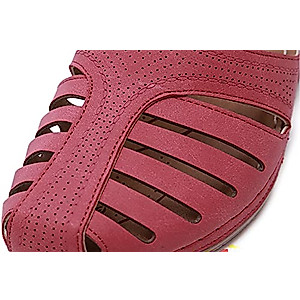 FUHUAQI Women's Retro Thick Sole Sandals Hollow Orthopedic Shoes Retro Posmiah Corner Fighter Outdoor Shoe Puse -Up Slope Thick Sole Sandals Slippers Black 38