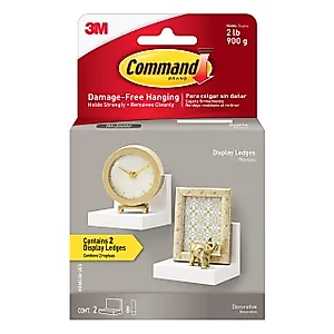 Command Display Ledges, Quartz, 2-Ledges, 8-Medium Foam Strips (HOM23Q-2ES), Great for dorm decor