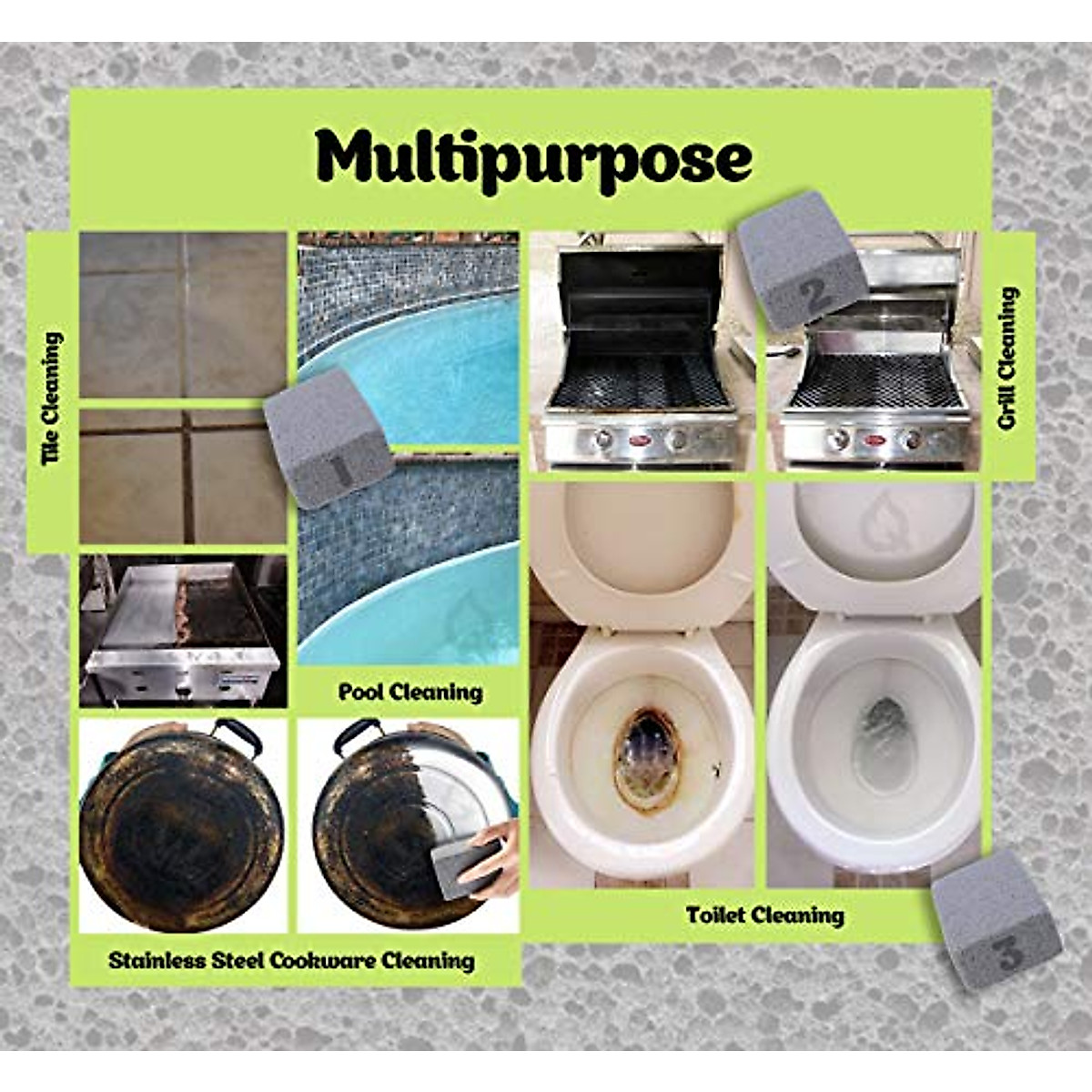 Barbi-Q Grill Cleaning Bricks - Grill Stone Magic Stone Block Pumice Griddle Cleaner Brick Cleaner for BBQ Grills Racks Flat Top Grill Pool Toilet Cleaner - (Pack of 4)