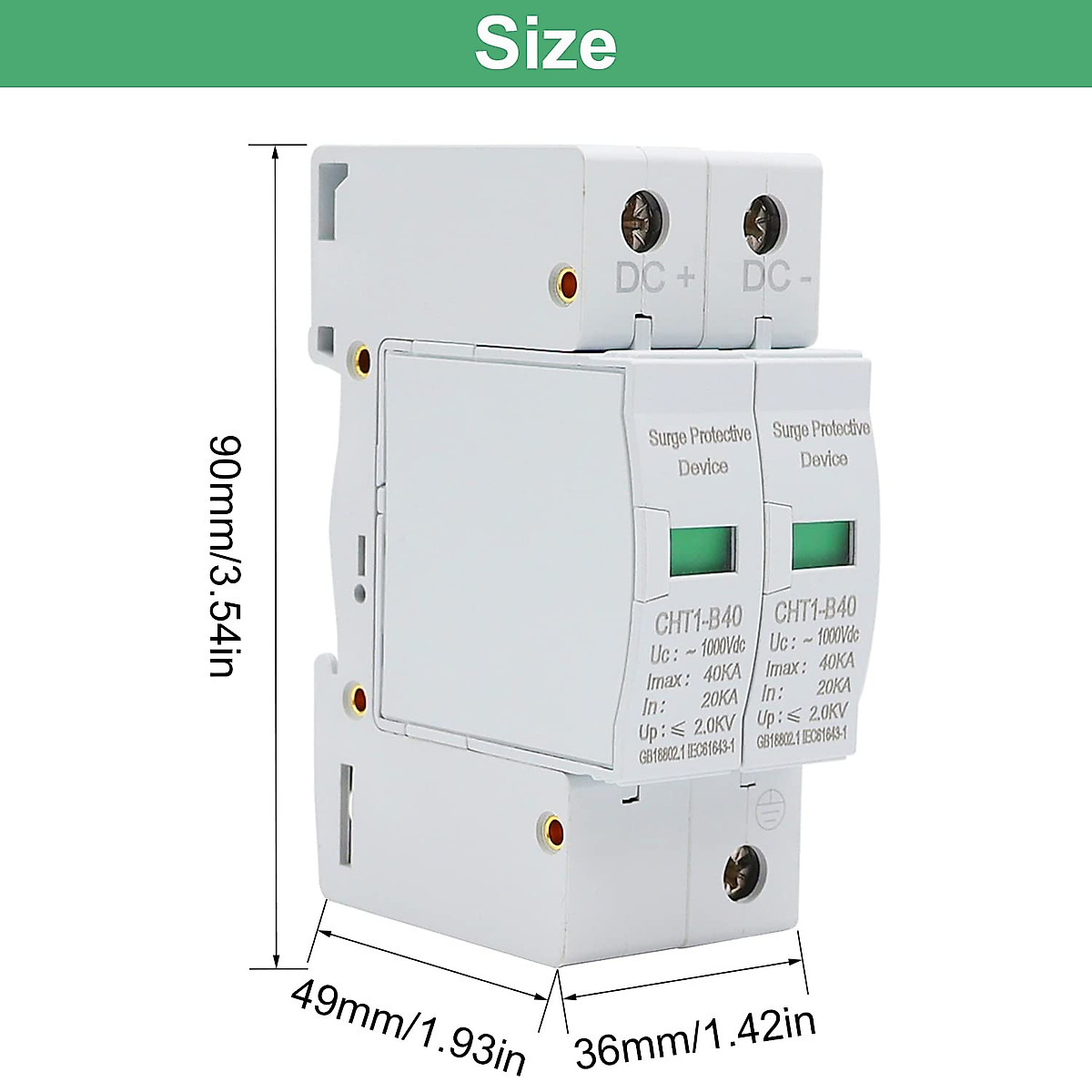 weideer 2P Voltage Surge Arrester Device Circuit Breaker,DC Photovoltaic Lightning Protector Low-Voltage Arrester-40KA