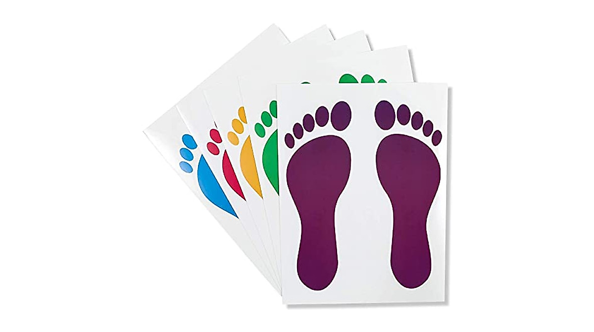 Kids Rainbow Footprint Decal Stickers for Classroom & Nursery