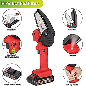 Mini Chainsaw Cordless 4-Inch Electric Power Chain Saws One-Hand Handheld Portable Chainsaws for Tree Branch Wood Cutting