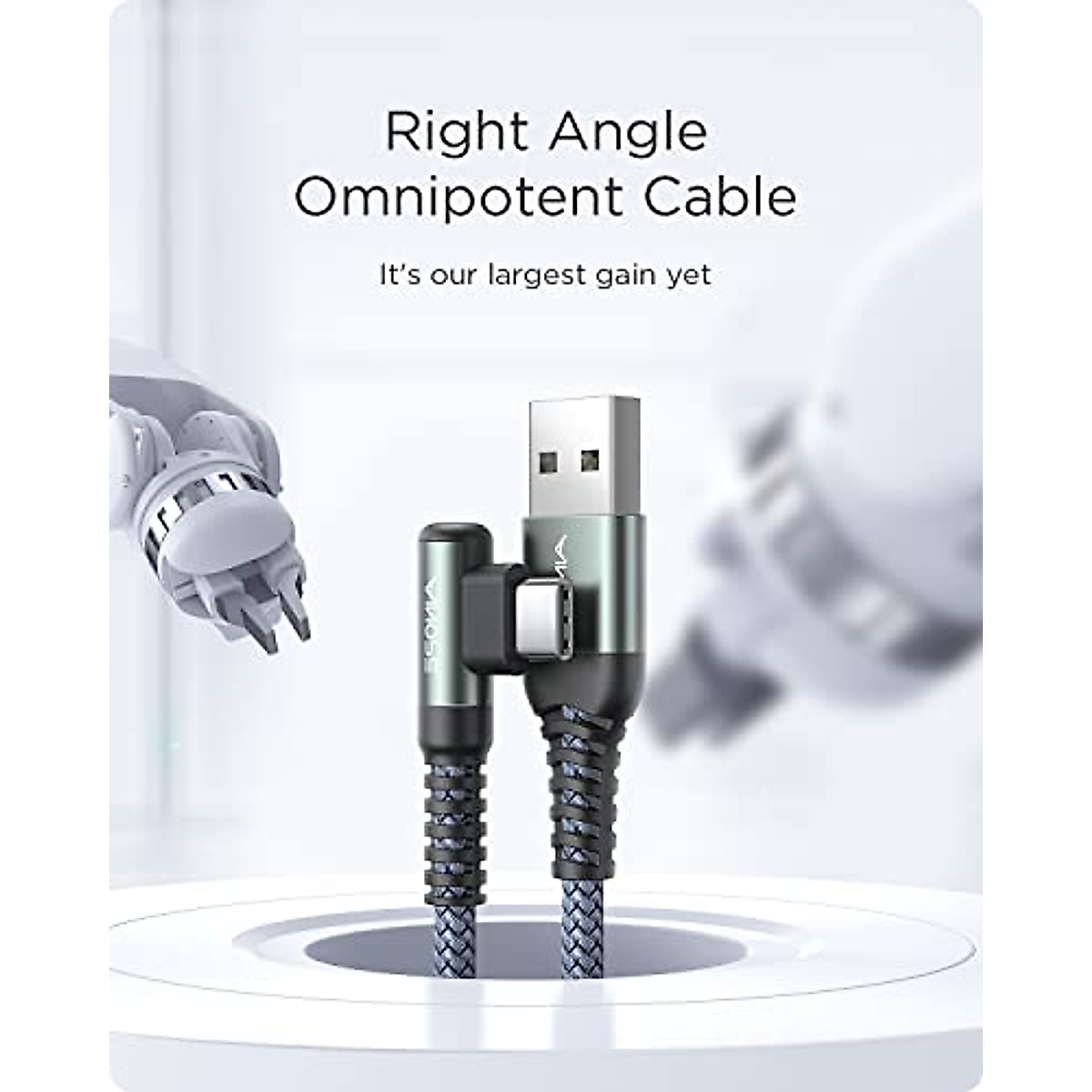 USB C Cable, [2-Pack, 6.6ft] 3.1A Type C Charger Fast Charging Cable Right Angle, Durable Nylon Braided USB C Charging Cable Compatible with Galaxy S10 S9 Plus S21, Note 10 9 LG, Type C Charger
