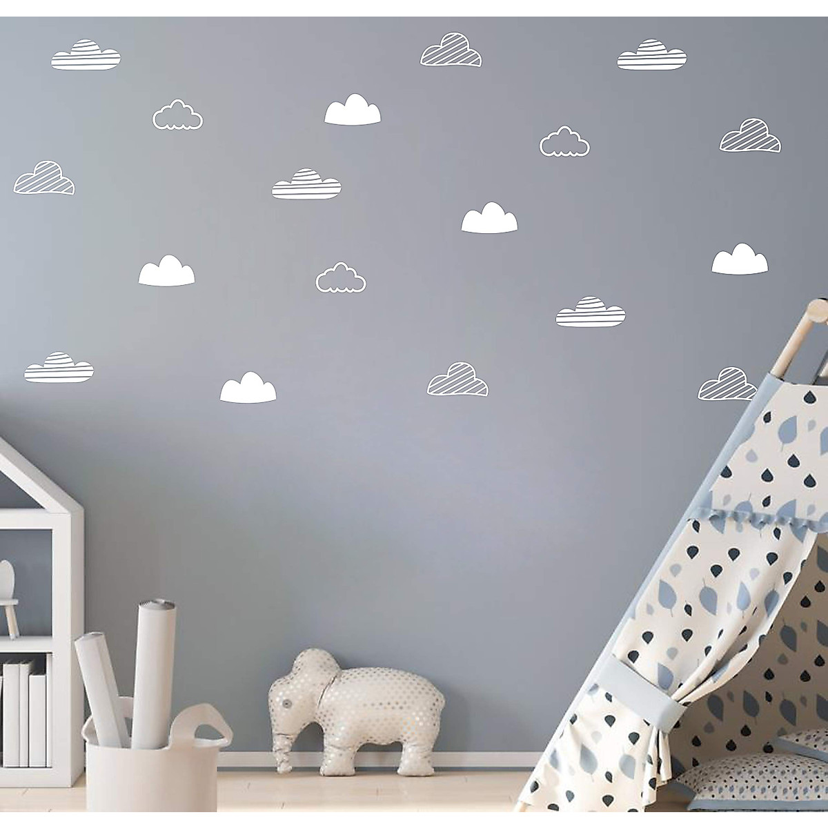 Cloud Wall Decals Wall Decor Kids Room Cloud Wall Stickers Vinyl Decals for Baby Boys Girls Nursery Toddler Room Decor Wall Stickers Nursery A64 (White)