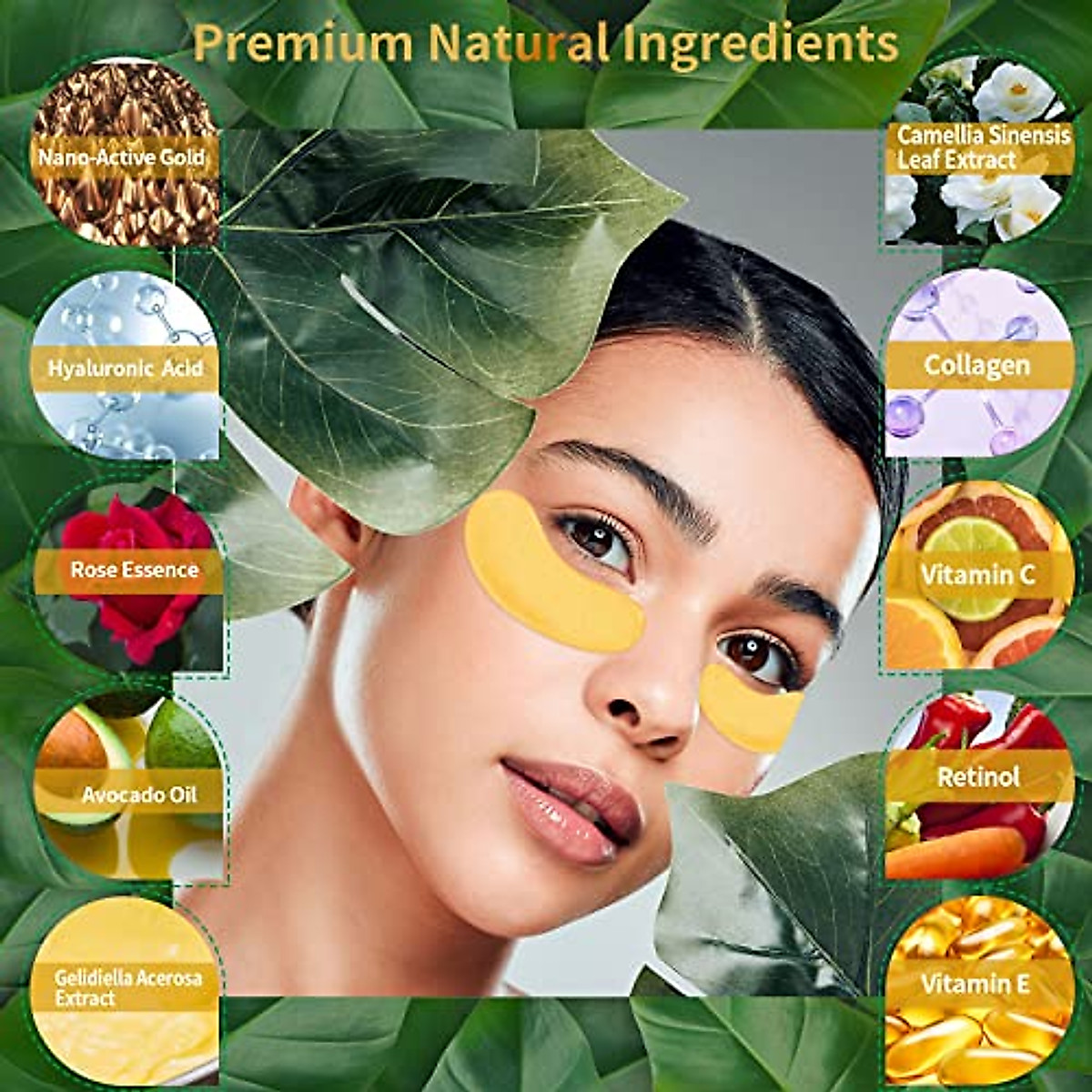 Under Eye Patches for Puffy Eyes Treatment 24 Pairs, 24K Gold Under Eye Masks for Dark Circles and Puffiness, Eye Gel Pads w/Collagen, Hyaluronic Acid, Rose Essence, Vitamins for Eye Bags Treatment