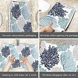 Coastal Runner Rug for Hallway 2x6 Beach Ocean Themed Throw Rug Teal Blue Area Rug Nautical Hallway Rugs Non-Slip Floor Carpet for Bedroom Laundry Room Doormat Entrance Door Mat Washable Kitchen Rugs