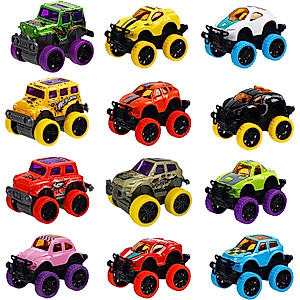WATERGLIDE Set of 12 Pull Back Cars for 3-6 Year Old Boys, Easter Eggs Filled with Pullback Monster Vehicles Toys, Easter Egg Hunt, Basket Stuffers Filler, Party Favor Easter Gifts for Boys Age 3-6