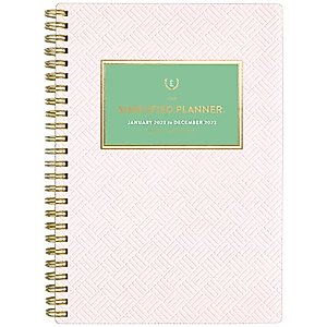 AT-A-GLANCE 2023 Weekly & Monthly Planner, Simplified by Emily Ley, 5-1/2" x 8-1/2", Small, Blush Basketweave (EL93-200)