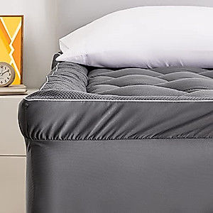 SLEEP ZONE Extra Thick Twin Mattress Topper Plush and Supportive for Back Pain, Breathable Embossed Mattress Pad Cover, Down Alternative Soft Bed Topper with Elastic Fitted Deep Pocket
