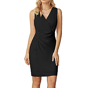 GRACE KARIN 2023 Sleeveless Wrap V Neck Dresses for Women Wedding Guest Dress Black S