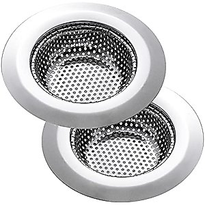 YOKELLMUX Kitchen Sink Drain Strainer - 2 Pcs Stainless Steel Sink Strainer, Food Strainer for Kitchen Sink, Rust Free Basket Food Catcher for Most Kitchen Sinks, Large Wide Rim 4.5 Inch