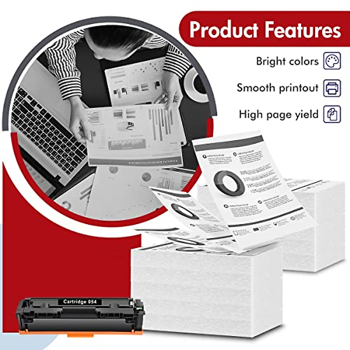 054 054H Black Toner 2-Pack Compatible Replacement for Canon 054 CRG054 Color ImageCLASS MF642Cdw MF644Cdw MF641Cw LBP622Cdw MF642 MF644 Printer Ink