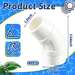 Fabbay 4 Pieces 45 Degree Elbow Replacement Compatible with Zodiac Baracuda Pool Cleaner G3, G2, Ranger, Wahoo, 1500 Adapter