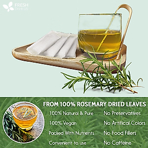 FreshDrinkUS, 100 Rosemary Leaf Tea Bags, Made with 100% Natural Rosemary Dried Leaves, Pure Rosemary Herbal Tea, No Additives, No Caffeine, No Gluten, Vegan.