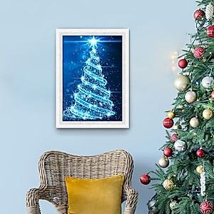 Clothmile Blue Christmas Tree Diamond Art Kit for Adults, Beginners, and Kids - Round Full Drill DIY Gem Art for Xmas Home Wall Decor