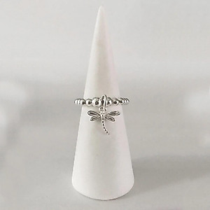 Women Anxiety Relief Ring Dragonflies Stress Relief Ring Women Whirling Ring Statement Ring for Lady (Sliver, One Size), Stainless Steel,Rose Gold,White,Purple