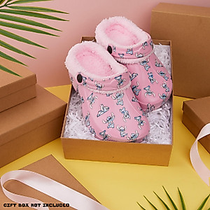 Disney Stitch Girls Clogs - Fleece Lined Clogs - Stitch Gifts (Pink Stitch, 4/5 US)