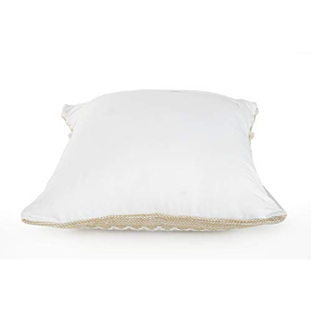 LR Home Neutral Textured Embroidered Throw Pillow Area Rug, 20" x 20", Beige/White