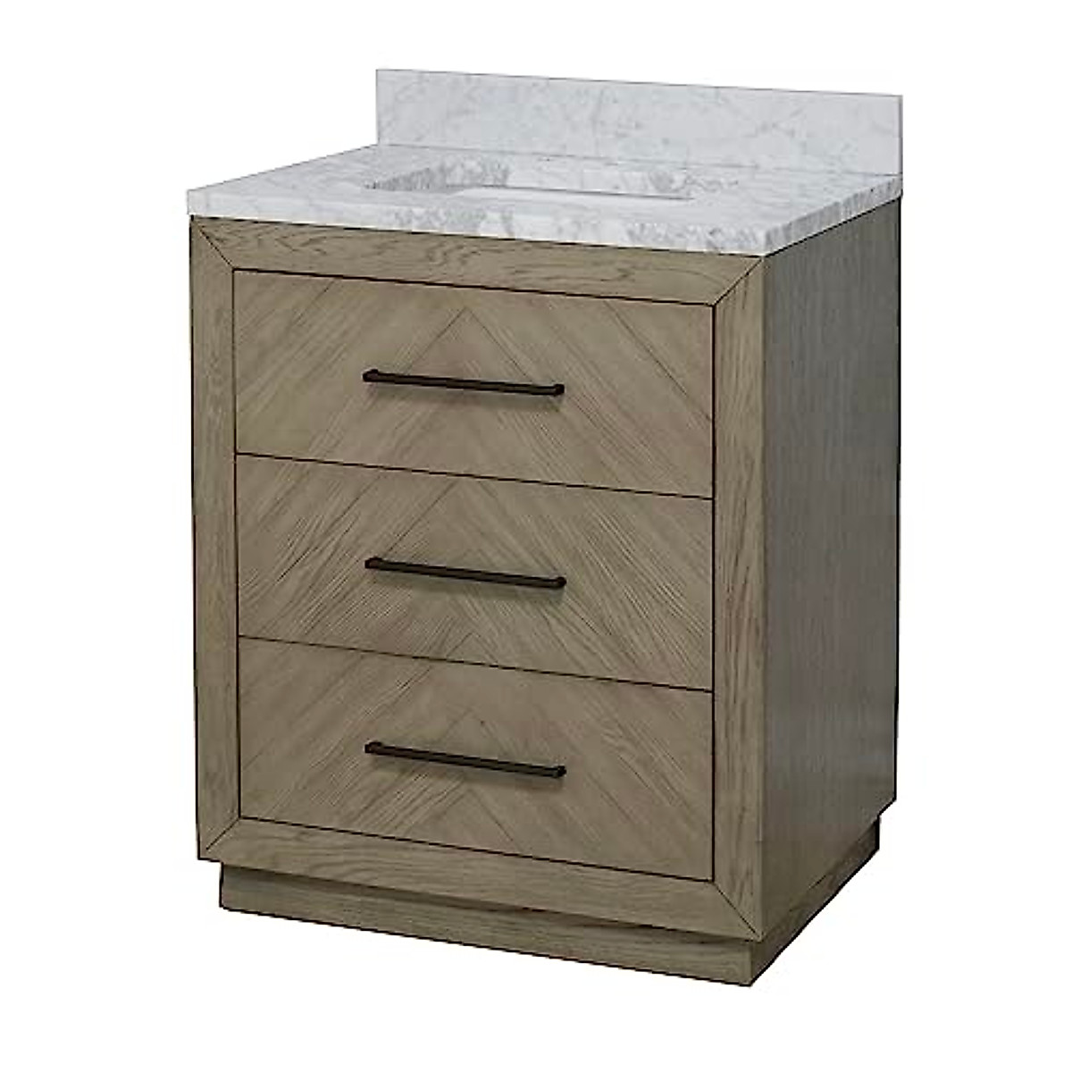 Avery 30-inch Bathroom Vanity (Carrara/Gray Oak): Includes Gray Oak Cabinet with Stunning Carrara Marble Countertop and White Ceramic Sink
