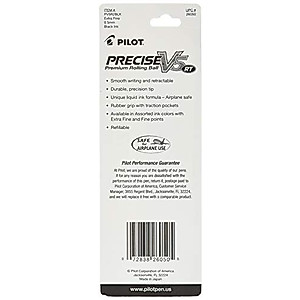 PILOT Precise V5 RT Retractable Rolling Ball Pens, Extra Fine Point, Black Ink, 6 Pens