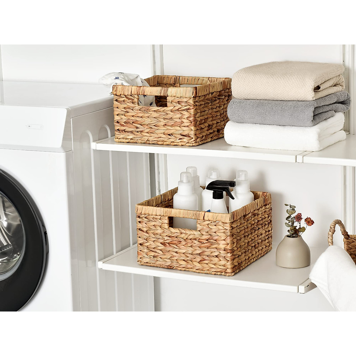 StorageWorks Wicker Storage Basket, Baskets for Organizing, Storage Basket with Built-in Handles