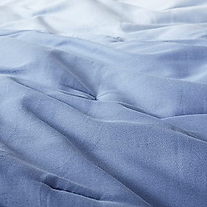 Madison Park 100% Sateen Cotton Comforter Set, Breathable, Soft Cover, Trendy, All Season Down Alternative Cozy Bedding with Matching Shams, Full/Queen (90 in x 90 in), Indigo Blue 3 Piece