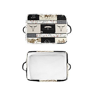 Wild Western Cowboy Retro Personalized Storage Bins Storage Baskets for Clothing, Shelf Baskets for Organizing, Closet Storage Bins for Organization