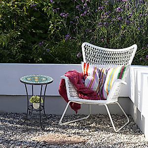 VCUTEKA Outdoor Side Table Mosaic Patio Table Accent Table Mosaic Tile Top Metal Frame Small End Table Porch Beach Patio Garden Balcony Green 14''