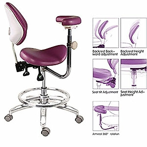 Aphrodite Dental Deluxe Mobile Saddle Chair Micro Fiber Leather Assistant Doctor Stools High End by Purple-Violet