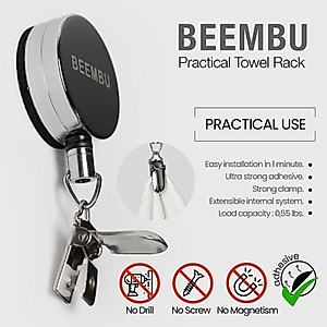 Towel Racks for Bathroom – Retractable and Extendable Towel Holders – 3M Adhesive Stainless Steel Towel Hangers – Wall-Mounted Bathroom and Kitchen Towel Organizers (1)