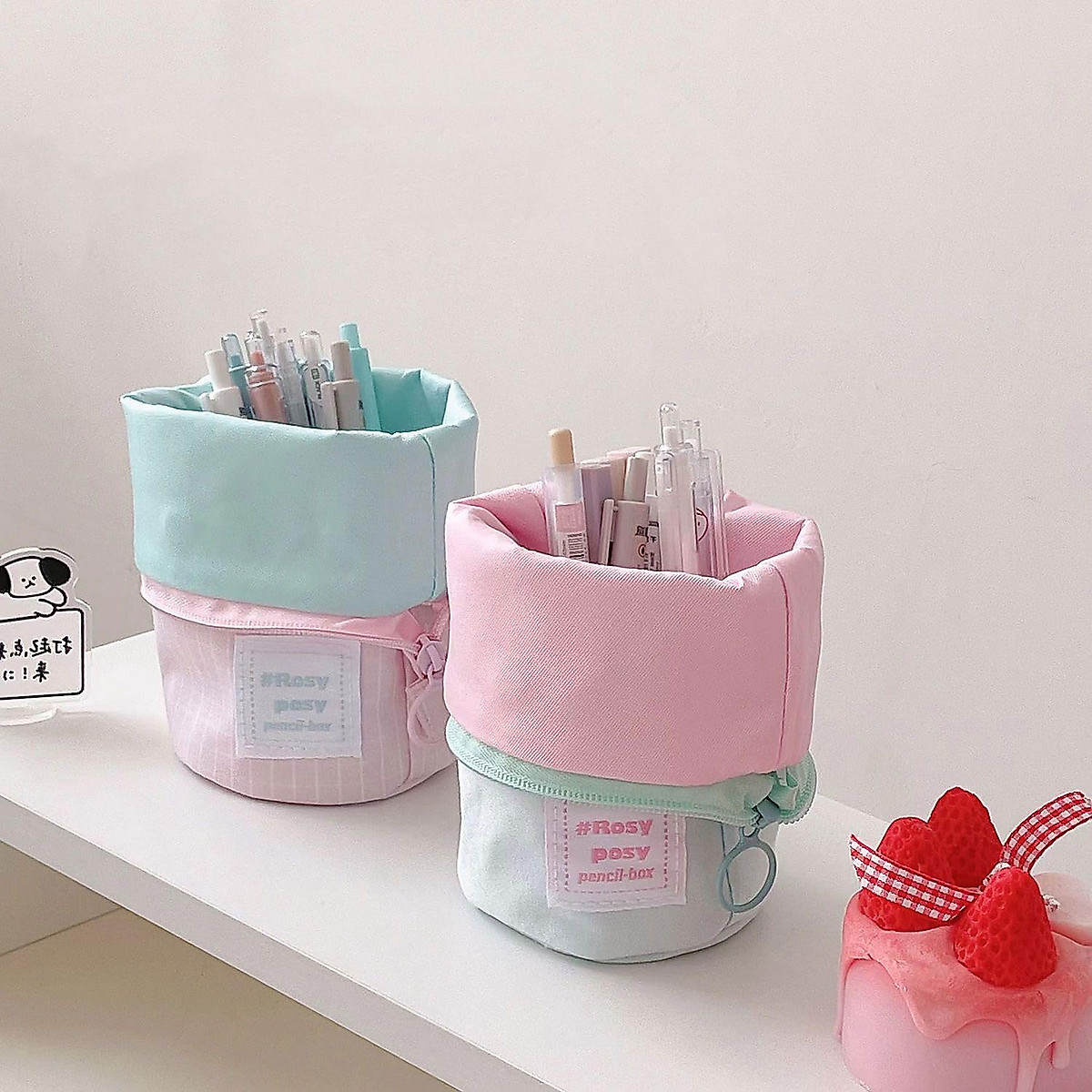 TANG QIRA Big Capacity Pencil Pen Case Office College Large Storage High Capacity Bag Stang up Pouch Holder Box Organizer, Cosmetic Bag, Cute Stationary Gift (Green)