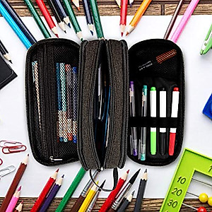 SIQUK Pencil Case Large Capacity Pencil Bag 3 Compartments Stationery Bag Case Marker Pen Holder Storage Organizer for Gilrs Boys and Adults