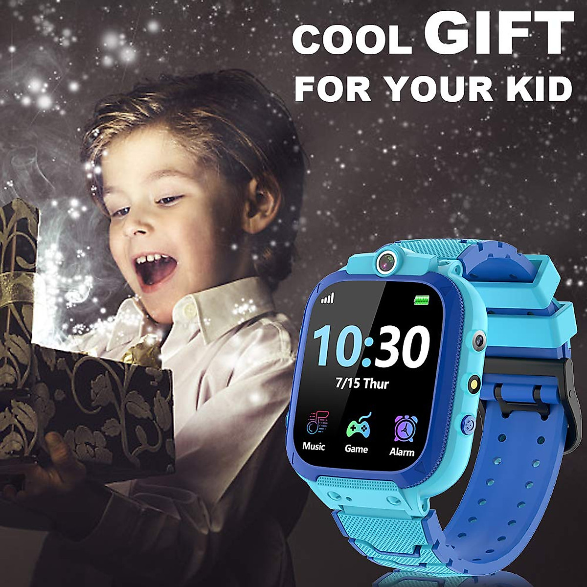 Kids Smart Watch for Boys Girls Game Smartwatch with 14 Educational Games HD Dual Camera Touchscreen Music Video Player 12/24 Hr Alarm Clock Pedometer Toddler Watch Learning Toys (Blue)