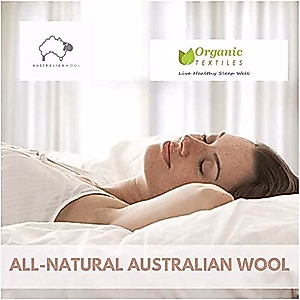 OrganicTextiles All-Natural Australian Wool Mattress Pad with 100% Organic Cotton Cover (Cal King),Cool and Breathable,Soft & Luxurious,Baffle Box Stitching,Temperature Regulation,Machine Washable
