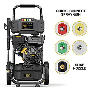 High Power Gas Pressure Washer, 3200PSI at 2.4GPM Power Washer, 25-feet Hose, Portable, Stable，Industrial Style.Black
