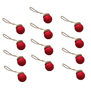 WATIIFUFU 12pcs Felt Pine Cones Christmas Tree pinecones Christmas Felt Ball Garland Felted Acorn Garland Artificial Pine Cone Christmas Hanging Bunting Ornament red Felt Winter Stockings