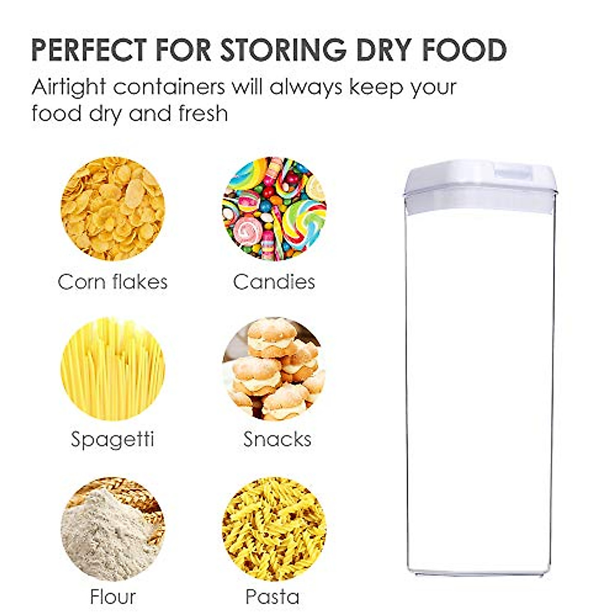 Vtopmart 4PCS 3.2L Airtight Food Storage Containers with Lids and 4 PCS 1.9L BPA Free Plastic Spaghetti Containers with Easy Lock Lids