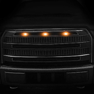 BASIKER Auto Front Grille Lights for 2004-2019 Ford F150 F250 F350 External LED Decoration | 3 Pack Amber Lens