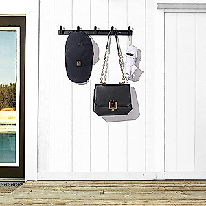 Fecraf Coat Hooks, Wall Mounted Coat Rack, Matte Black, Wall Hangers, Coat Rack with 5 Hooks for Bathroom Entryway Hat Key Towel Bag Kids. (5 Hooks)