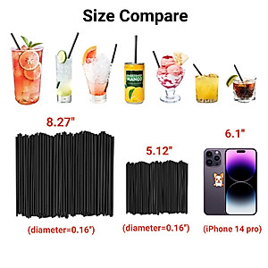 500Pcs Black Disposable Straws，5.12’’ Straight Straw,0.16‘’ Diameter, For Kitchen,Bar,Club,Drinks, Milk, Soda, Party, Whiskey (5.12‘’)