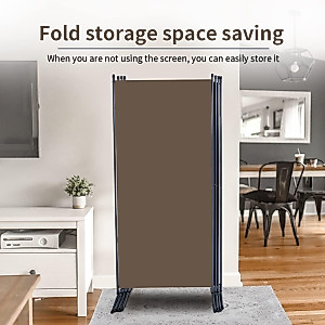 JVVMNJLK Indoor Room Divider, Portable Office Divider Room Divider Wall Divider Screen 4 Panel, Folding Partition Privacy Screen Walls Dividers for Room Separator 136" W x 71.3" H, Brown