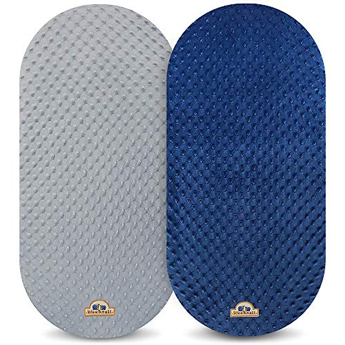 BlueSnail Soft and Strechy Minky Bassinet Fitted Sheet, Cradle Sheets for Bassinet Pad/Mattress 2pk (Bassinet, Navy+Gray)