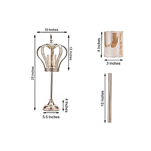 Efavormart 25" Crown Candle Holder Stand, Gold Metal Votive Holders for Weddings, Birthday, Party, Home, Garden, Table Centerpieces Decorations, Anniversary Celebrations