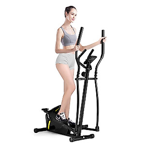 Goplus Elliptical Machine Trainer, Cross Trainer Magnetic Exercise Machine for Home with 8 Level Resistance and Digital Monitor and Extra-Large Pedal (Black)