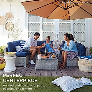 Best Choice Products 7-Piece Modular Outdoor Sectional Wicker Patio Furniture Conversation Sofa Set w/ 6 Chairs, 2 Pillows, Seat Clips, Coffee Table, Cover Included - Brown/Tan