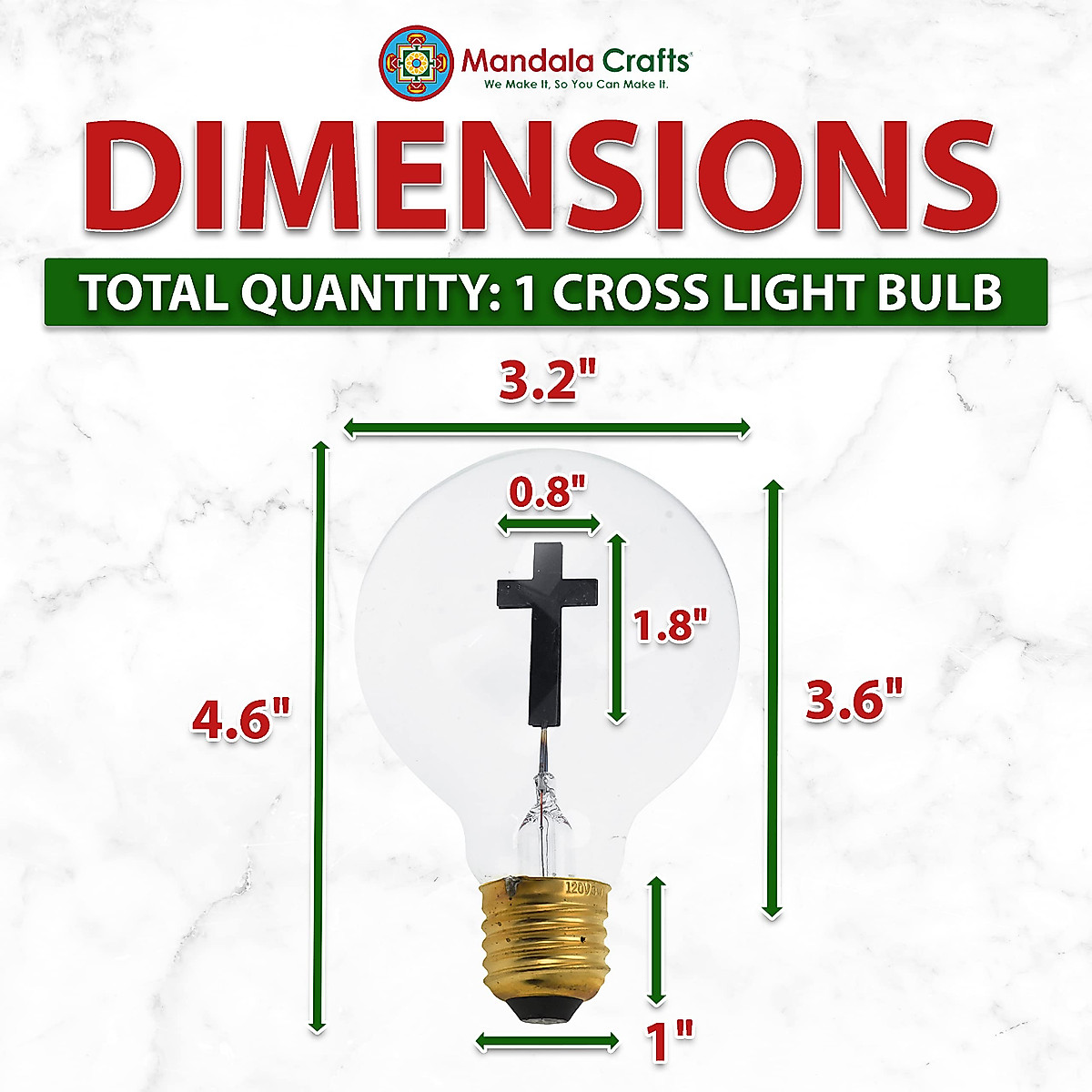 Mandala Crafts Christian Light Bulb Crucifix Bulb Jesus on The Cross Catholic Novelty Bulb 3W 120V for Pendant String Night Light (Standard Base 1 Bulb)