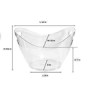 Globull Large Ice Bucket for Cocktail Bar | Mimosa Bar Supplies Ice Tub Champagne Bucket | Ice Buckets for parties | Wine chiller beverage Tub | Clear Ice Bucket for Freezer | Holds 4 Wine bottles 8L