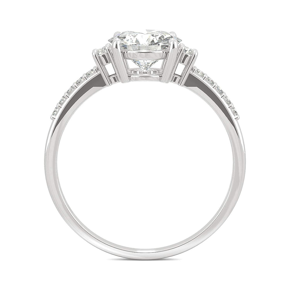 Charles & Colvard Created Moissanite 7mm Round Cut Engagement Ring for Women | 1.31 cttw DEW | Lab Grown | Solid 14K White Gold with Rhodium | Size 7