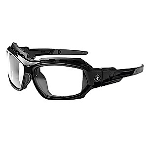 Ergodyne - 56003 Skullerz Loki Convertible Anti-Fog Safety Glasses, Clear Lens- Includes Gasket and Strap to Convert to Goggle Anti-fog Clear Lens, Black Frame