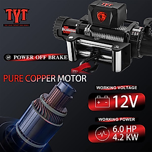 TYT T1 Series Winch 13000 lb. Advanced Load Capacity Electric Winch,12V Waterproof IP67 Electric Winch with Hawse Fairlead, Steel Cable Truck Winch with Wireless Handheld Remote and Wired Handle…